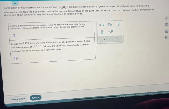 Solved Combustion of hydrocarbons such as undecane (C11H24) | Chegg.com