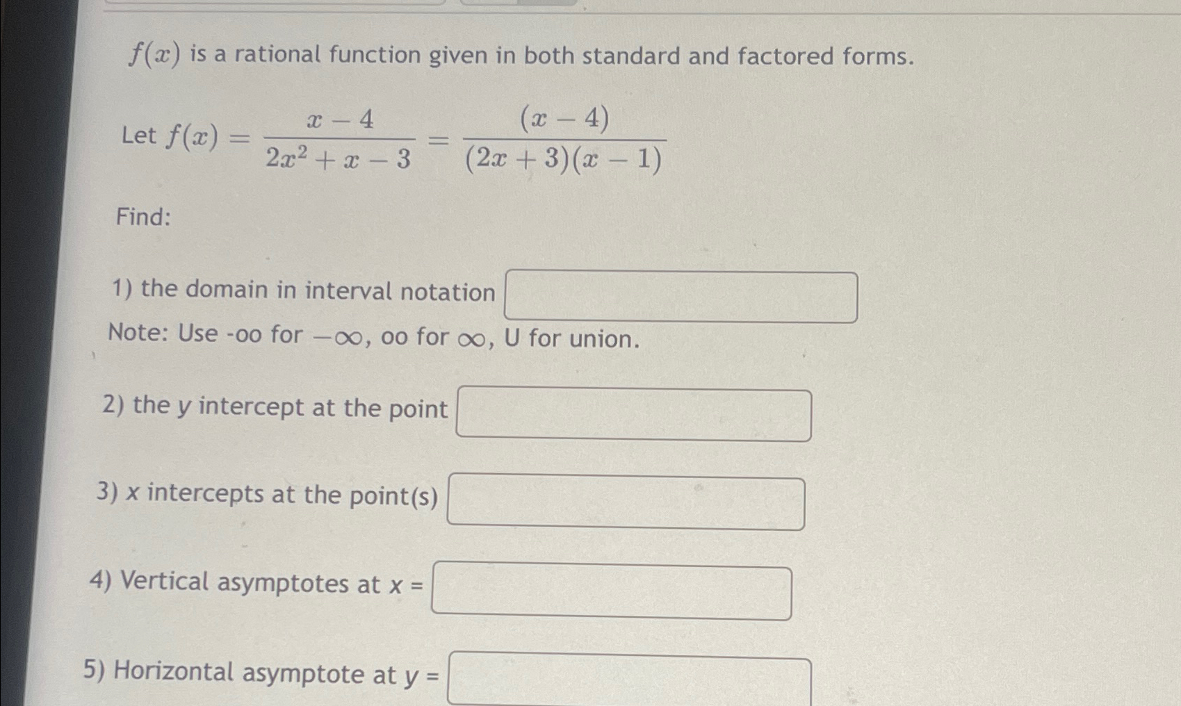 Solved f(x) ﻿is a rational function given in both standard | Chegg.com