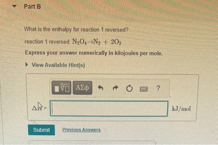 Solved What is the enthalpy for reaction 1 reversed? | Chegg.com