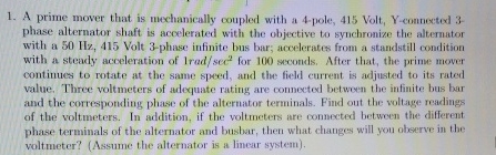 A prime mover that is mechanically coupled with a | Chegg.com