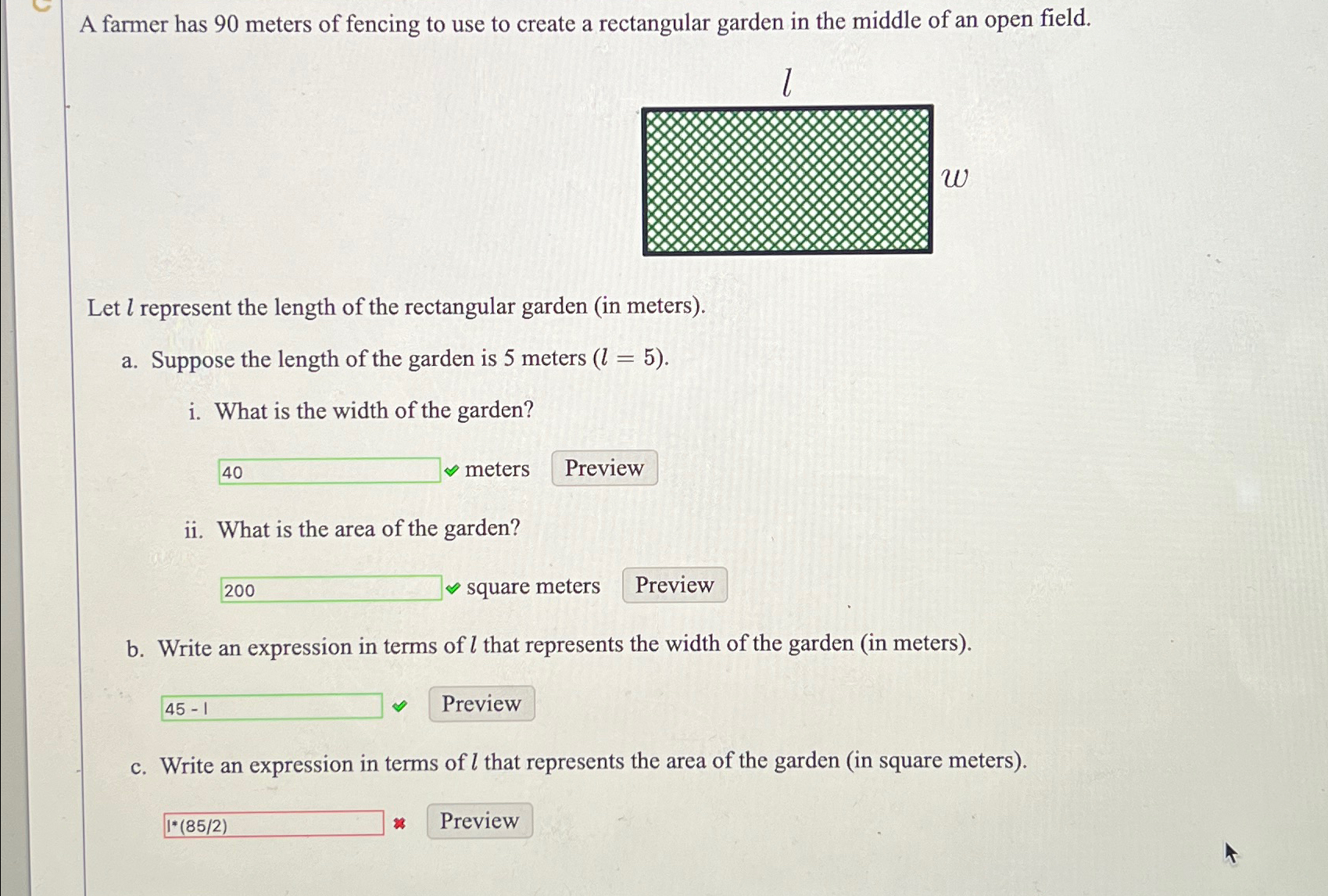 Solved A farmer has 90 ﻿meters of fencing to use to create a | Chegg.com
