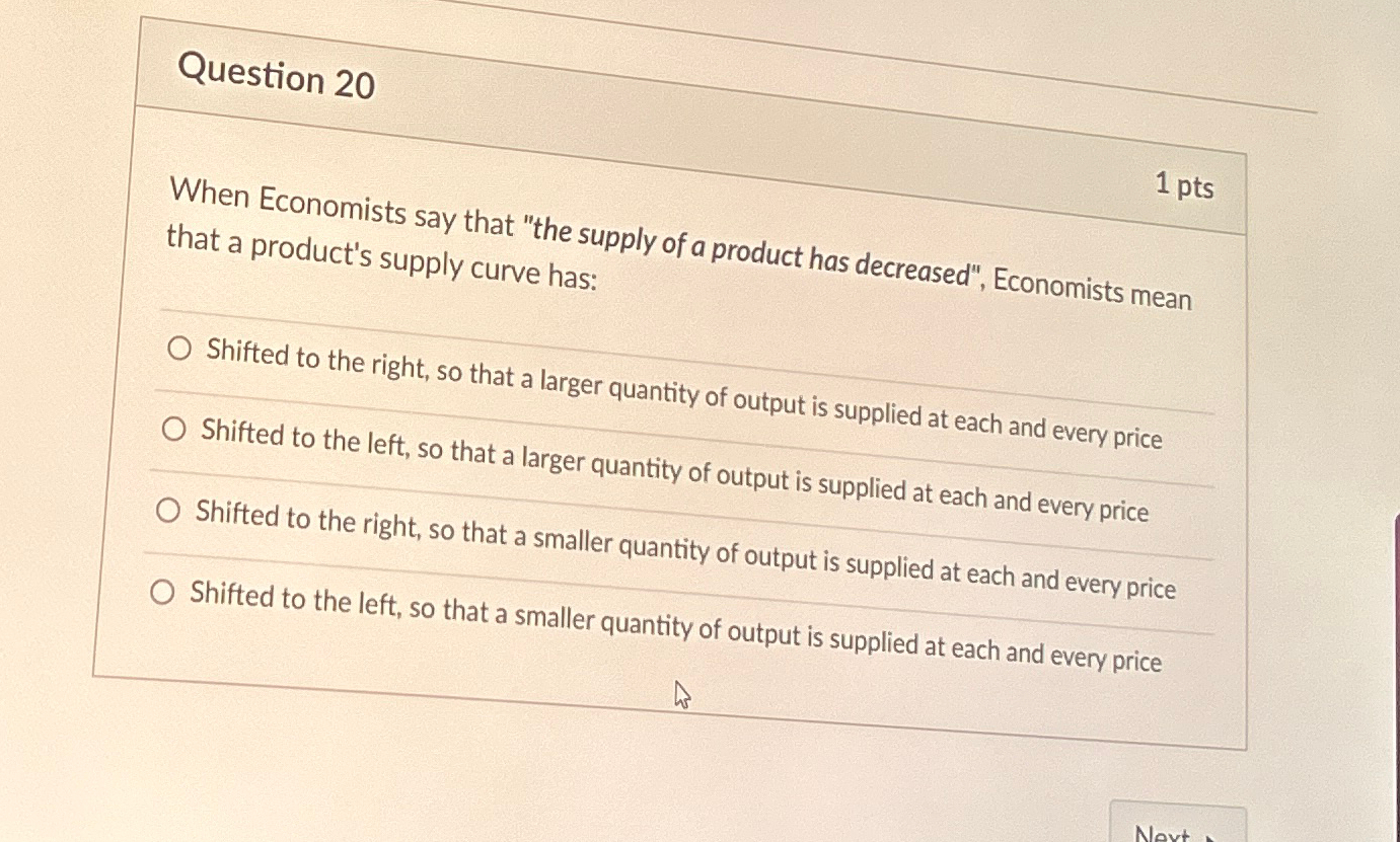 Solved Question 201 ﻿ptsWhen Economists say that "the supply | Chegg.com