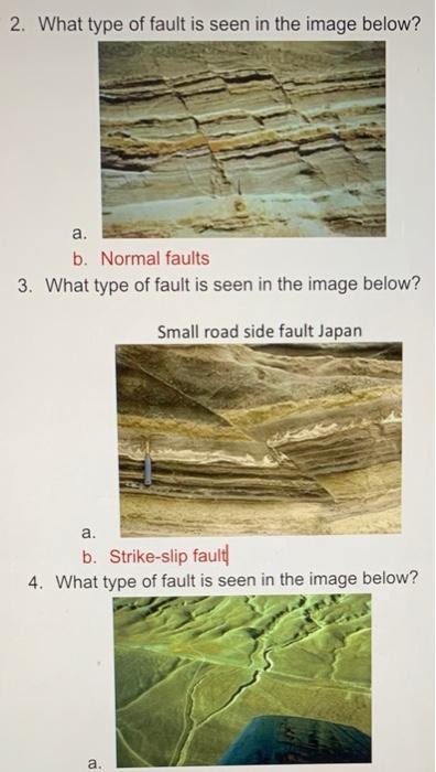 Solved 2. What type of fault is seen in the image below? a. | Chegg.com
