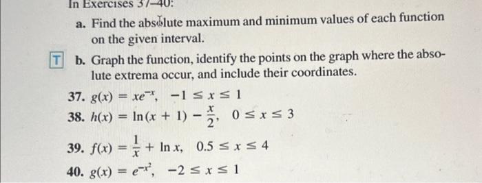Solved a. Find the absilute maximum and minimum values of | Chegg.com