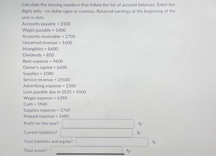 Solved Calculate the missing numbers that follow the list of | Chegg.com