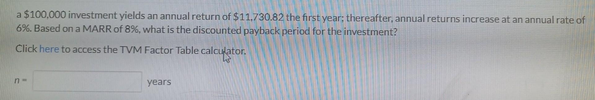 Solved a $100,000 investment yields an annual return of | Chegg.com