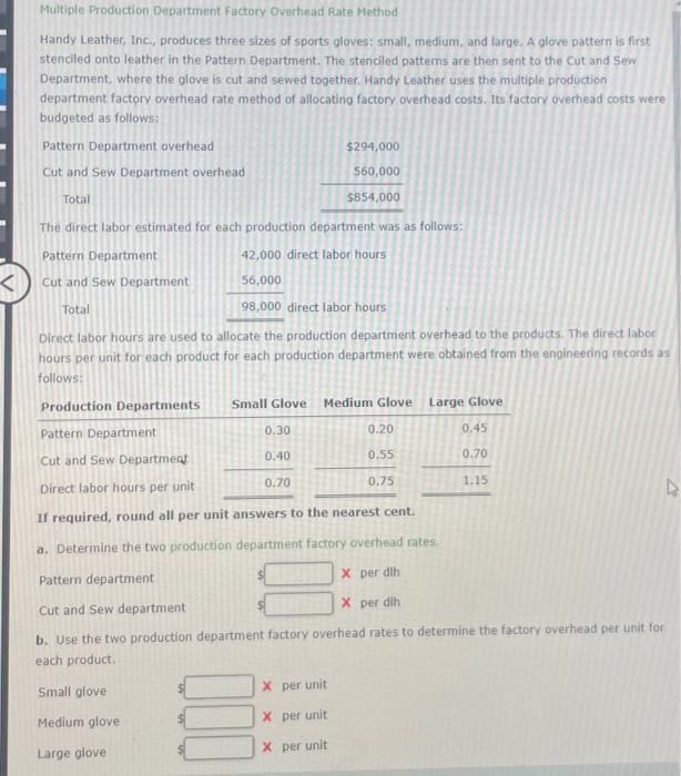 Solved Multiple Production Department Factory Overhead Rate | Chegg.com