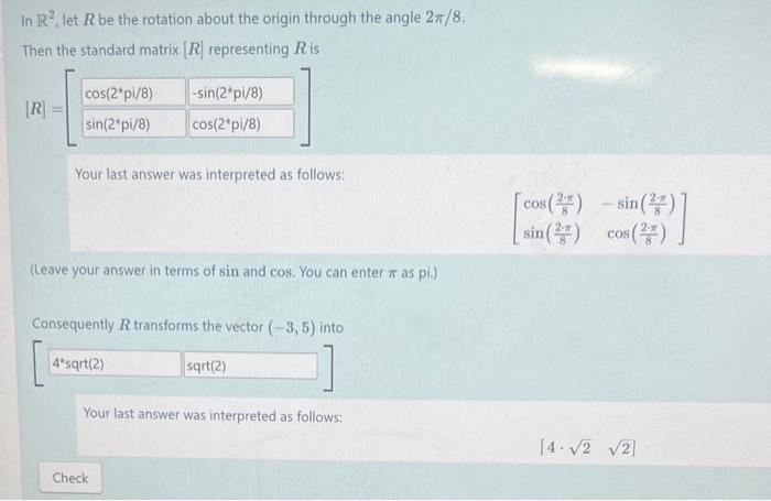 Solved In R2, let R be the rotation about the origin through | Chegg.com