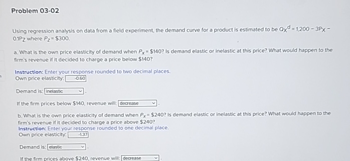 Solved Problem 03-02Using regression analysis on data from a | Chegg.com