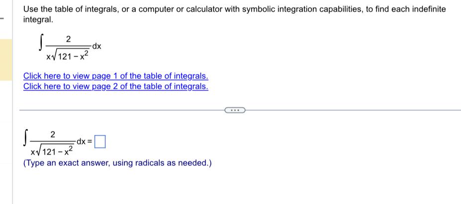 Solved Use the table of integrals, or a computer or | Chegg.com