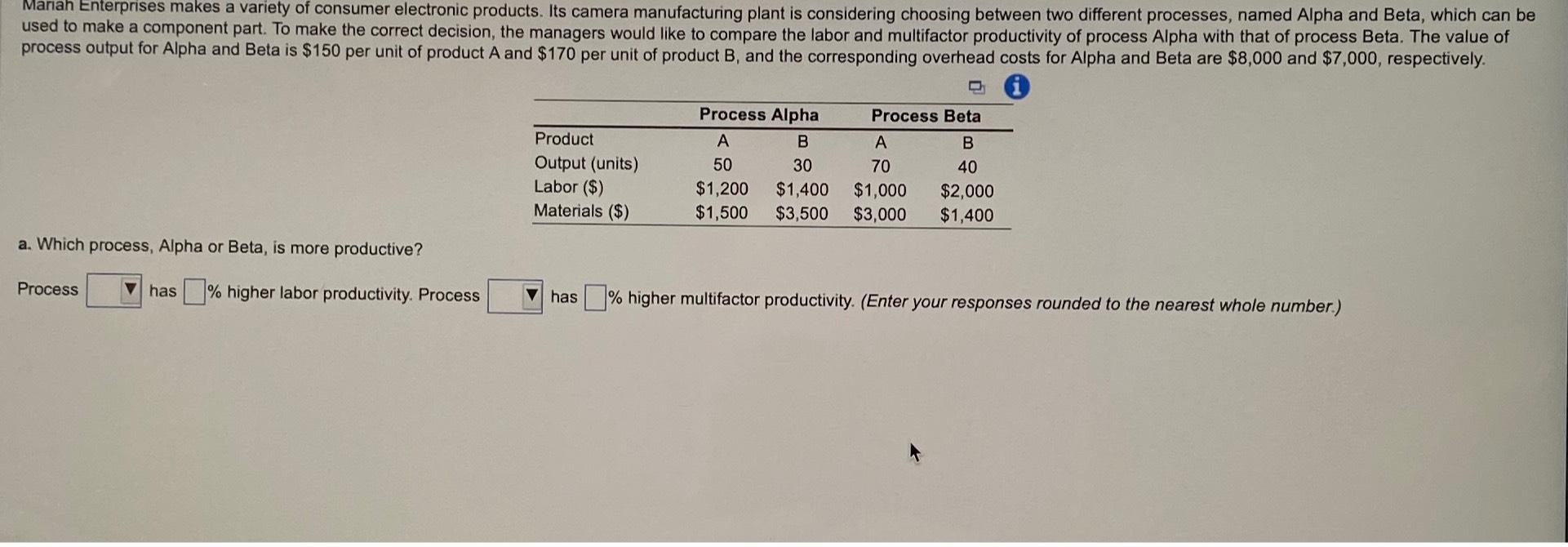 Solved (i)\table[[,Process Alpha,Process | Chegg.com