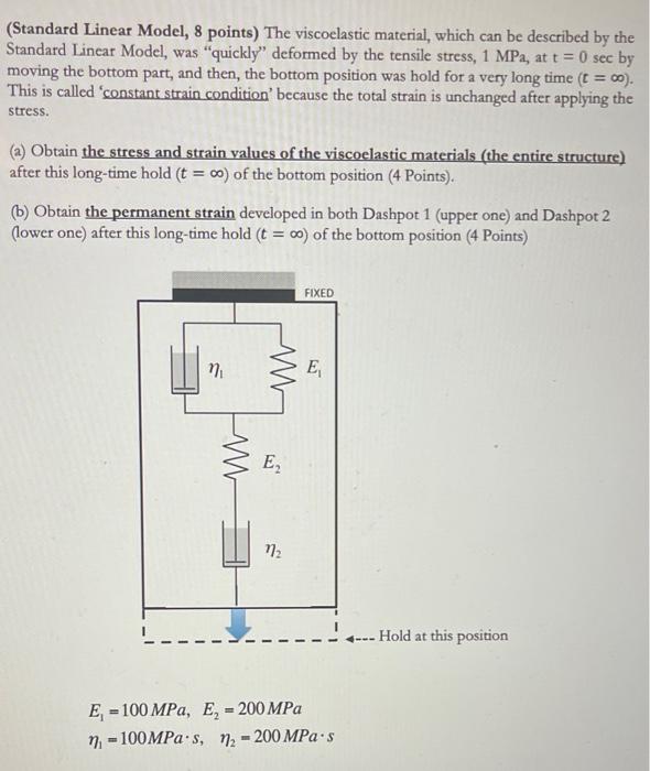Solved (Standard Linear Model, 8 points) The viscoelastic | Chegg.com