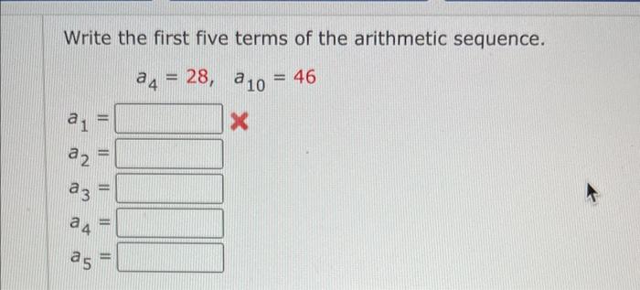 Solved Write the first five terms of the arithmetic | Chegg.com
