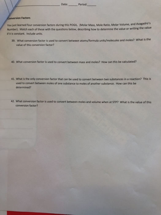 Solved POGIL-Stoichiometry How do chemists use balanced | Chegg.com