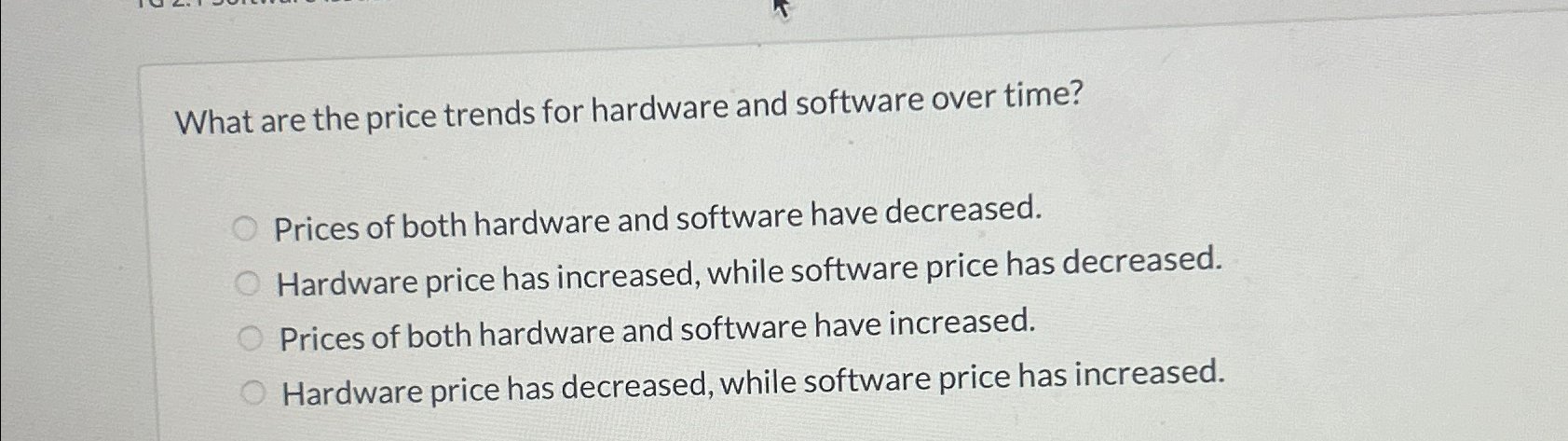 Solved What are the price trends for hardware and software | Chegg.com