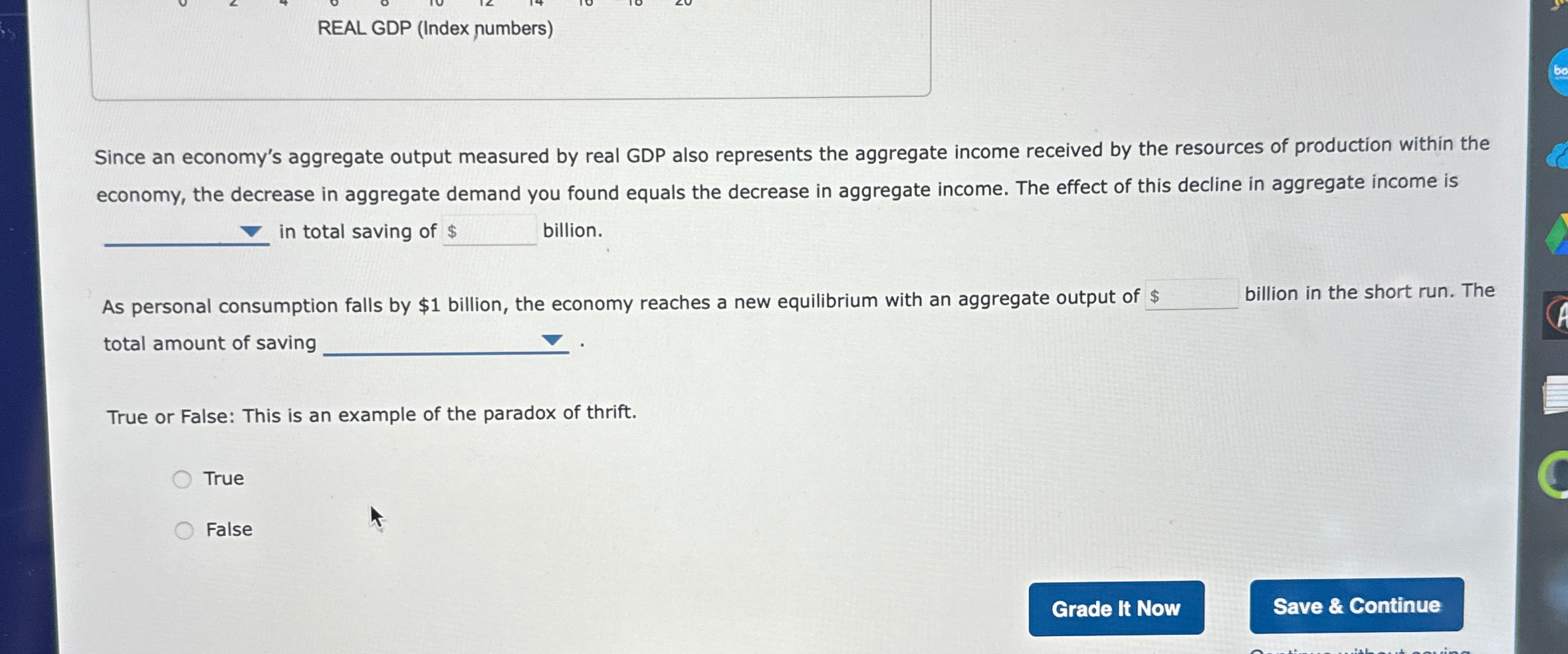 Solved REAL GDP (Index numbers)Since an economy's aggregate | Chegg.com