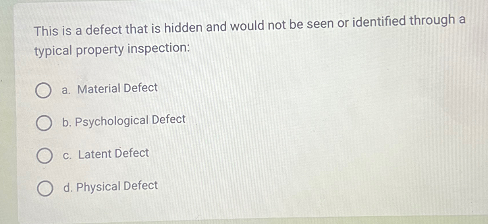 Solved This is a defect that is hidden and would not be seen | Chegg.com
