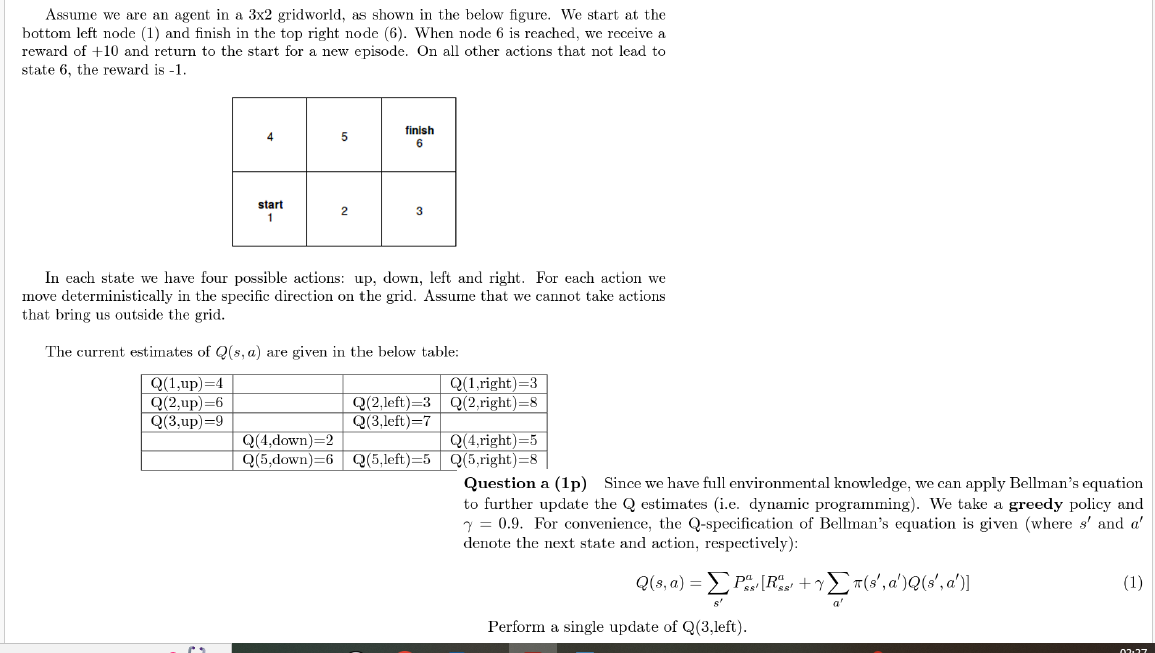 Solved Assume we are an agent in a 3×2 ﻿gridworld, as shown | Chegg.com