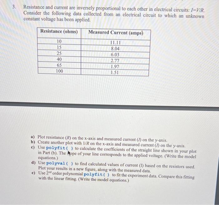 Solved Resistance and current are inversely proportional to | Chegg.com