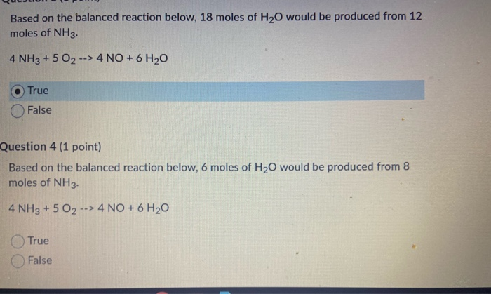 Solved Based on the balanced reaction below, 18 moles of H20 | Chegg.com