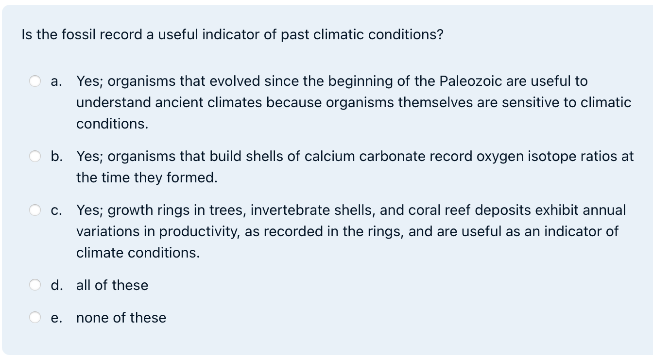Solved Is the fossil record a useful indicator of past | Chegg.com