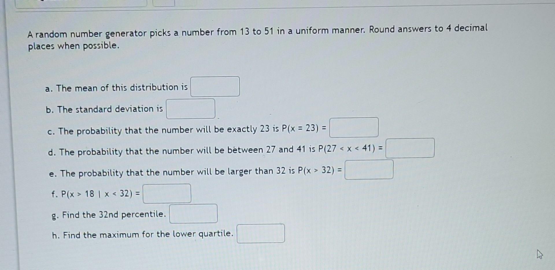 Solved A random number generator picks a number from 13 to | Chegg.com