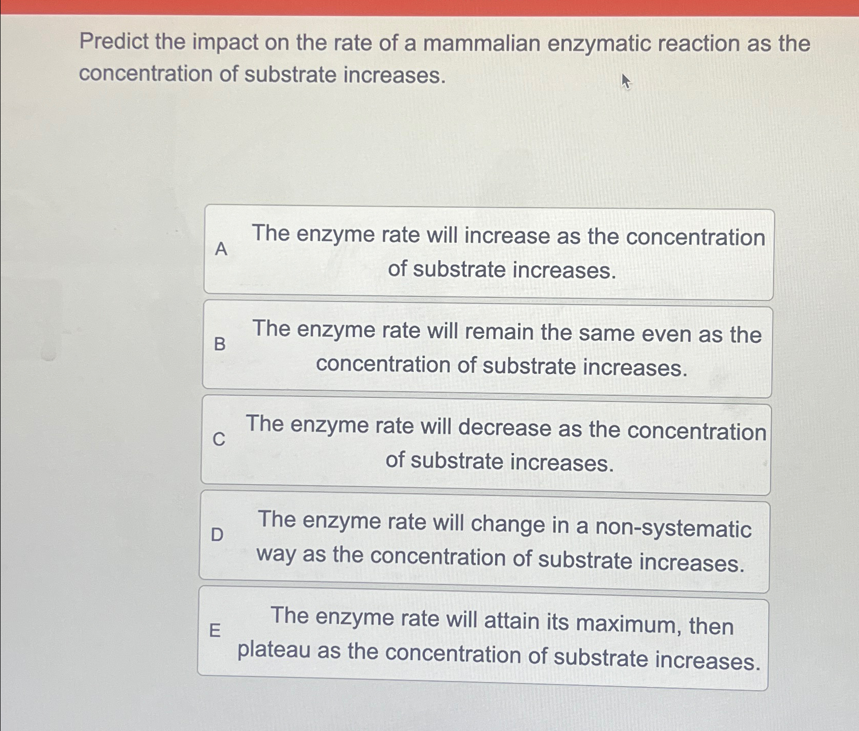 Solved Predict the impact on the rate of a mammalian | Chegg.com