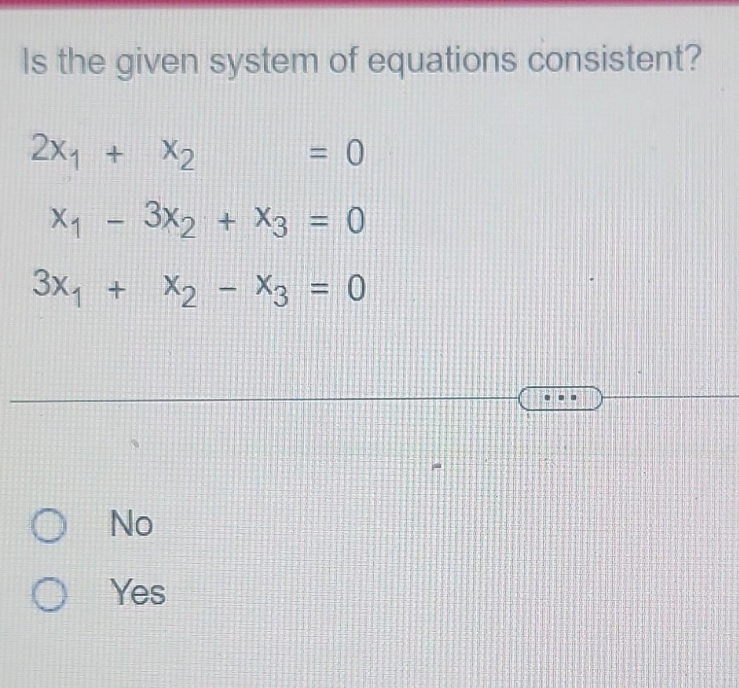 Solved Is the given system of equations consistent? | Chegg.com