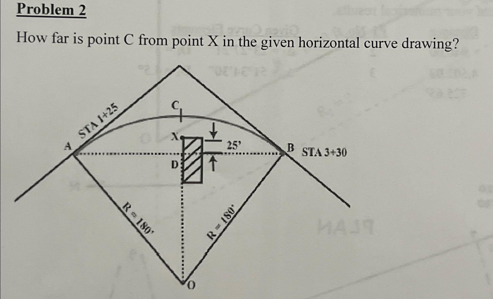Problem 2How far is point C ﻿from point x ﻿in the | Chegg.com