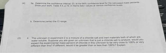Solved 3a. Determine the confidence interval, Cl, at the 95% | Chegg.com