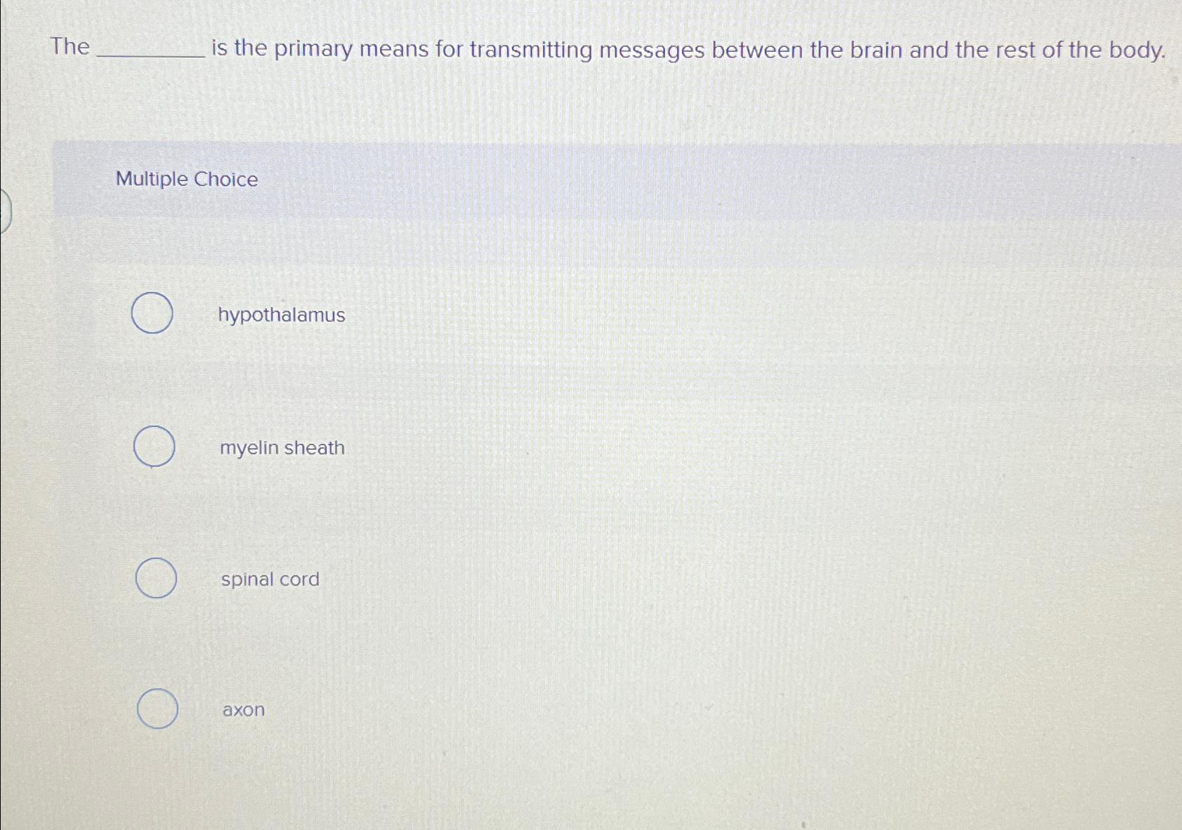 Solved The is the primary means for transmitting messages | Chegg.com