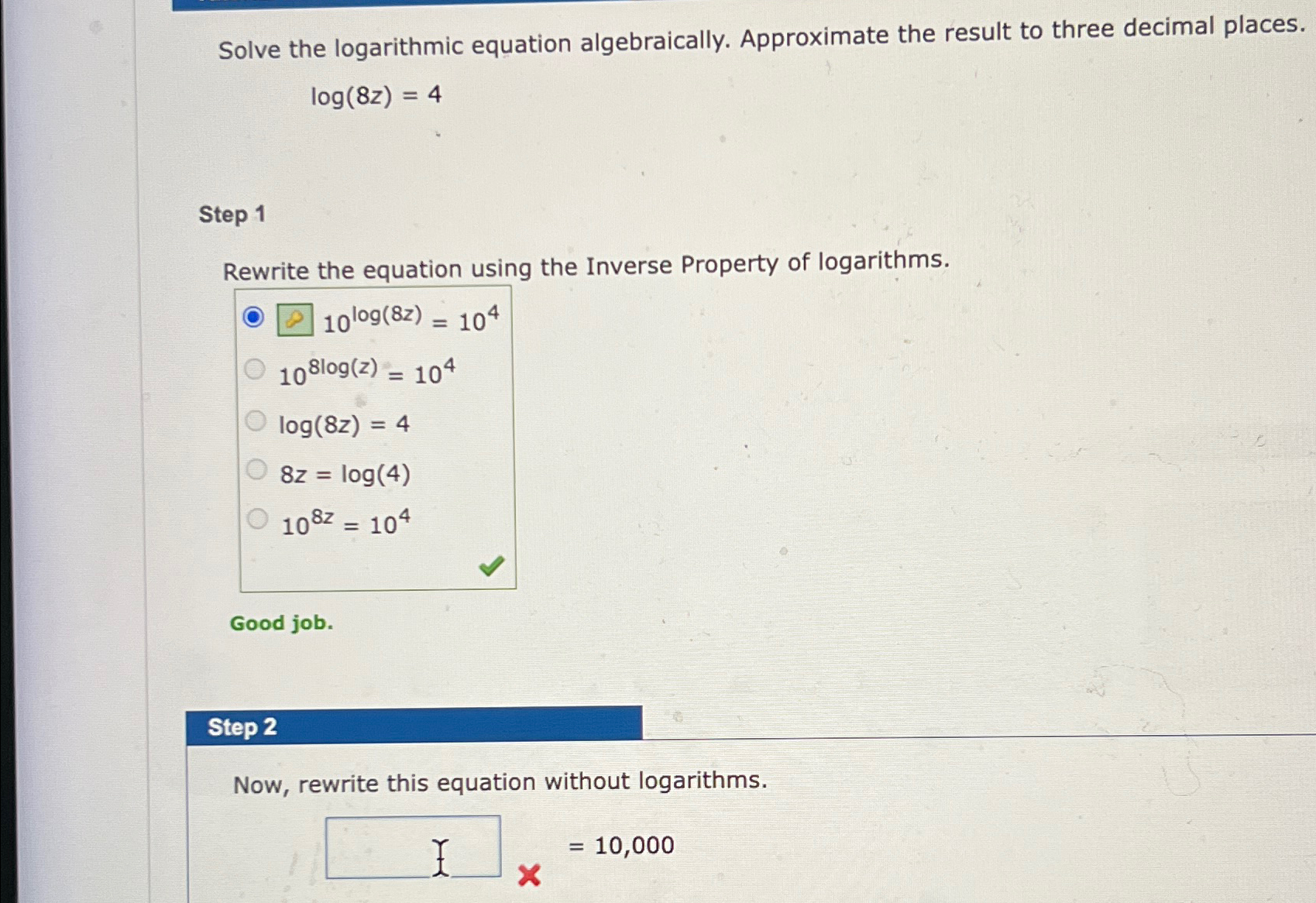 Solved Solve the logarithmic equation algebraically. | Chegg.com