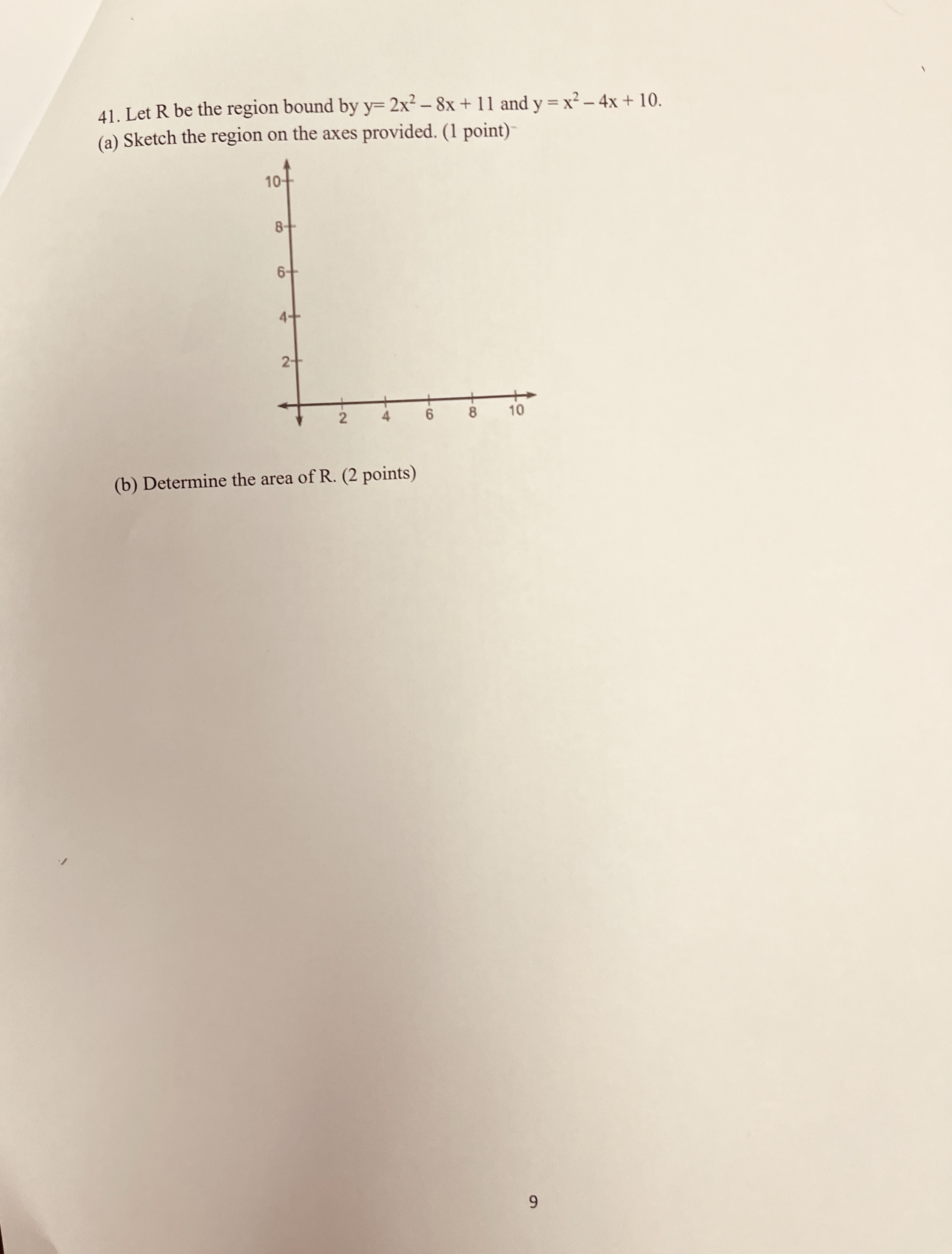 Solved Let R ﻿be the region bound by y=2x2-8x+11 ﻿and | Chegg.com