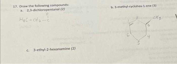 Solved 17. Draw the following compounds: a. | Chegg.com