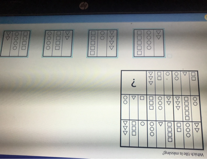 Solved Which tile is missing? DD OOO DDD DD O000 DD OO0 DDD | Chegg.com