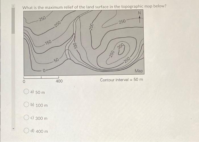 Solved What is the maximum relief of the land surface in the | Chegg.com