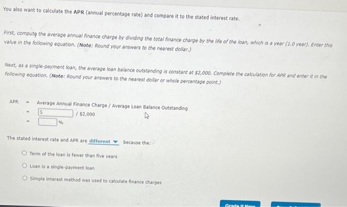 Solved 6. Calculating simple interest and APR on a | Chegg.com