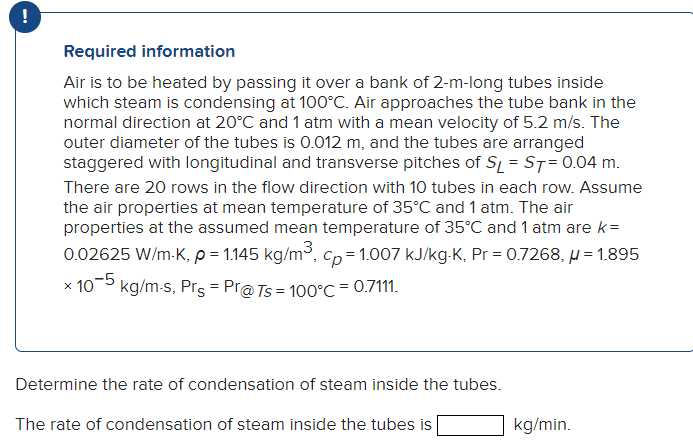 Solved !Required informationAir is to be heated by passing | Chegg.com