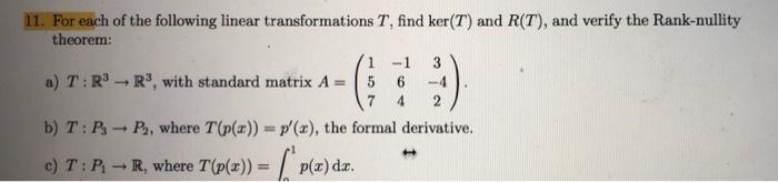 Solved 6 11. For each of the following linear | Chegg.com
