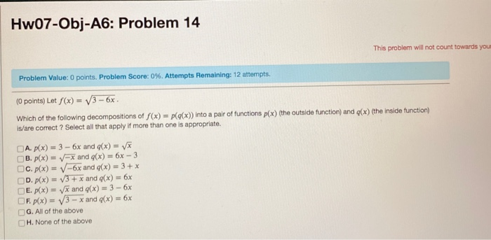 Solved Hw07-Obj-A6: Problem 14 This problem will not count | Chegg.com