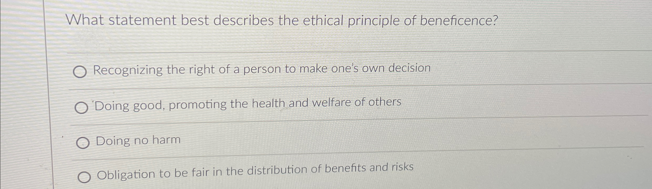 Solved What statement best describes the ethical principle | Chegg.com