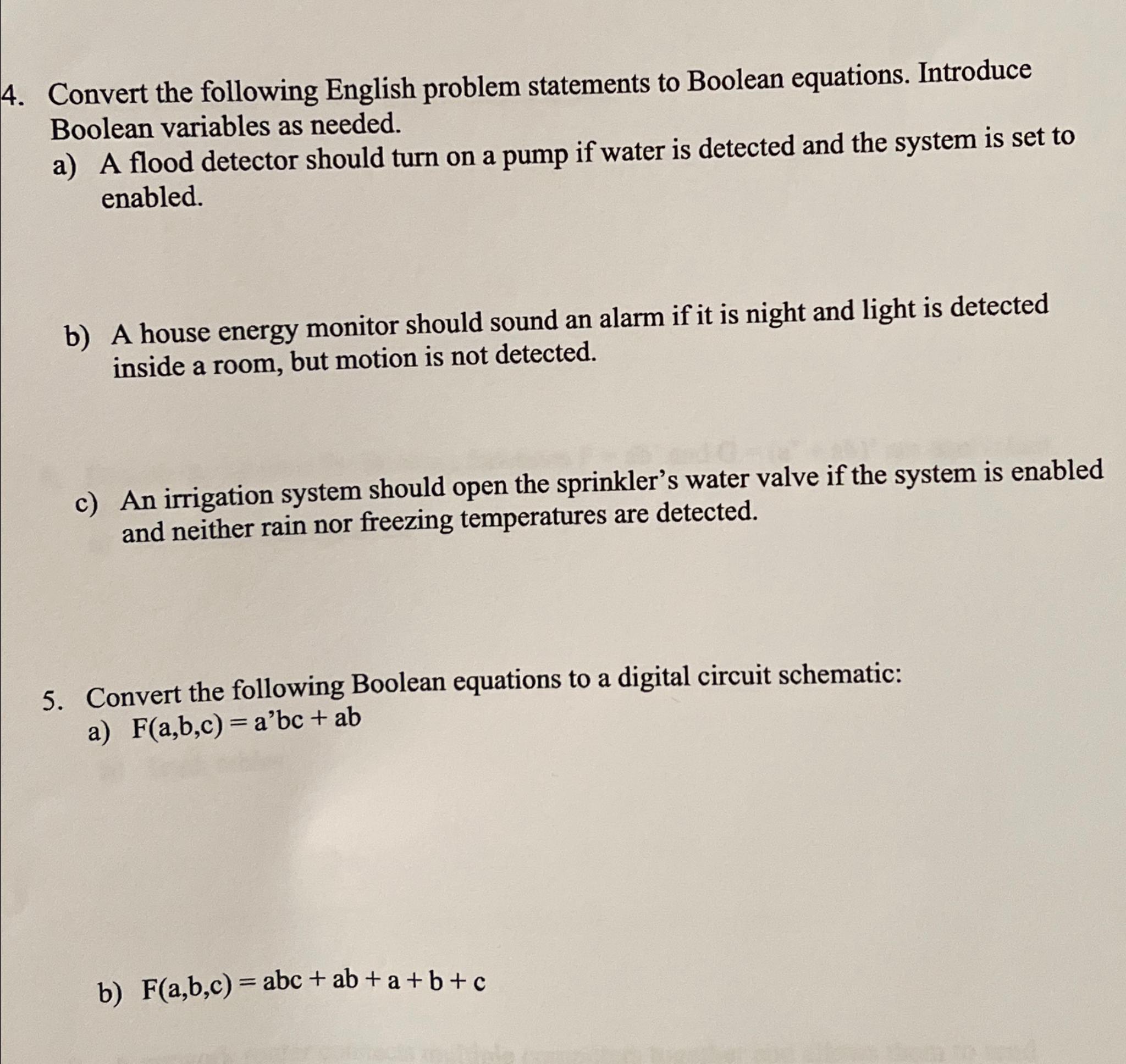 Solved Convert the following English problem statements to | Chegg.com