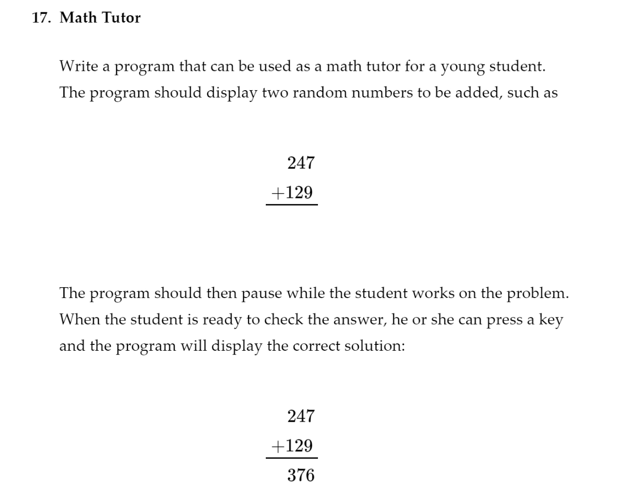 Solved Math TutorWrite a program that can be used as a math | Chegg.com
