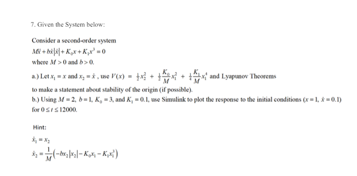 Given the System below:Consider a second-order | Chegg.com
