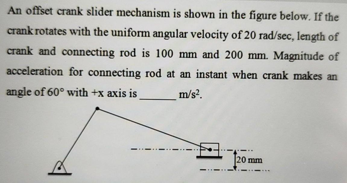 Solved An offset crank slider mechanism is shown in the | Chegg.com Solved An offset crank slider mechanism is shown in the | Chegg.com