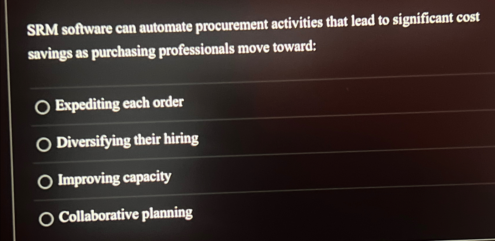 Solved SRM software can automate procurement activities that | Chegg.com