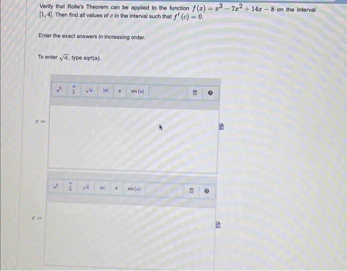 Solved Verify that Rolle's Theorem can be applied to the | Chegg.com