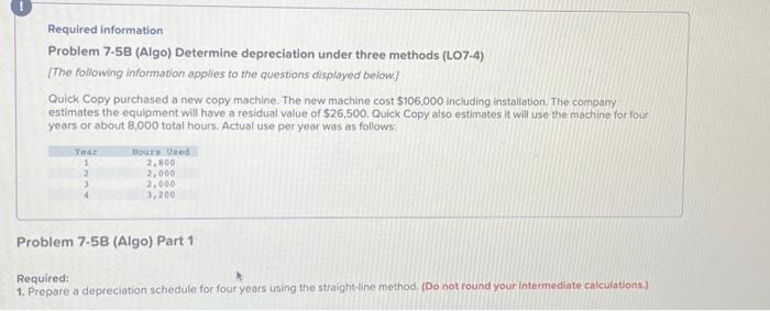 Solved Required information Problem 7.5B (Algo) Determine | Chegg.com