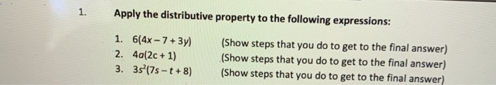 Solved Apply the distributive property to the following | Chegg.com