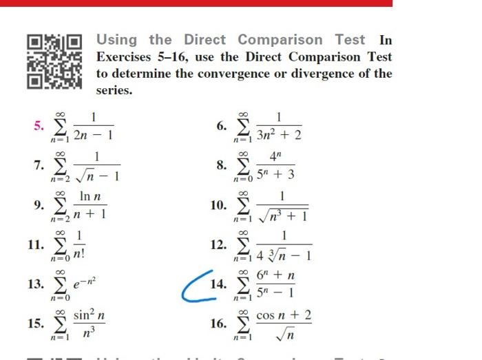 Solved Using the Direct Comparison Test In Exercises 5-16, | Chegg.com